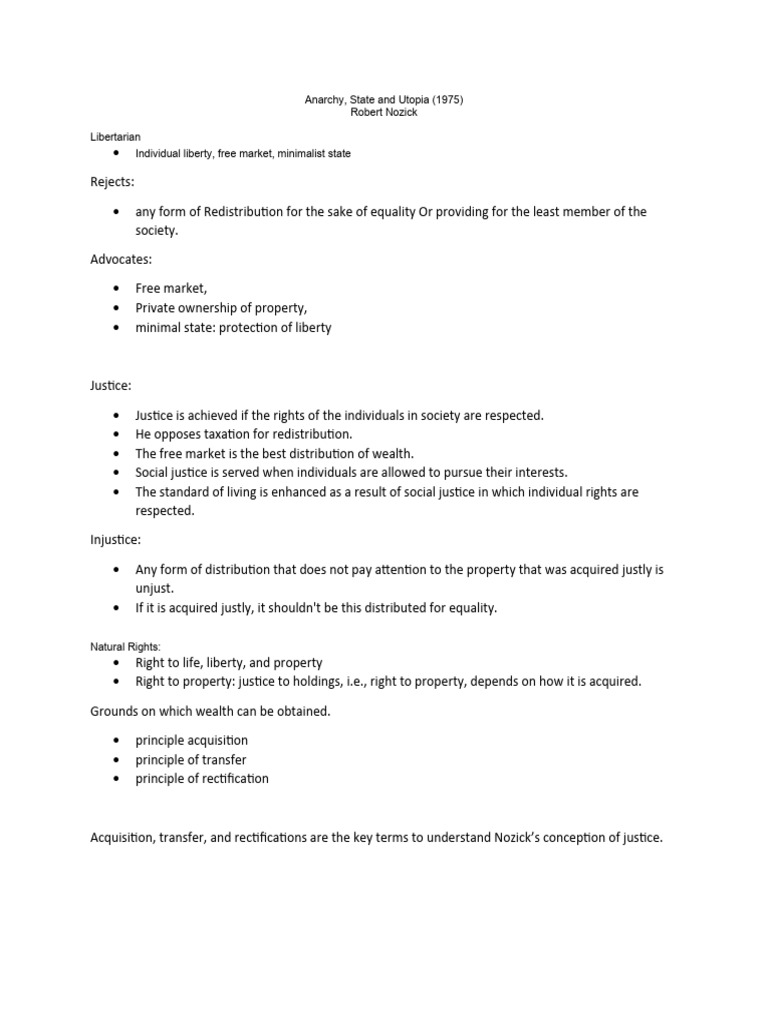 Anarchy, State, Utopia - Nozick | PDF