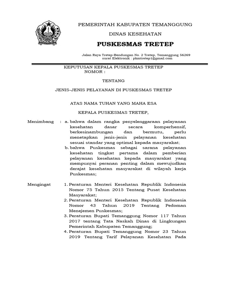 SK Jenis2 Pelayanan | PDF