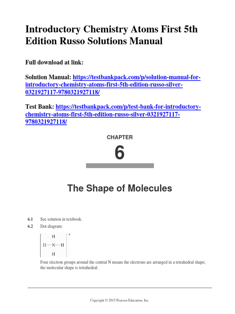 Introductory Chemistry Atoms First 5th Edition Russo Solutions Manual 1 ...