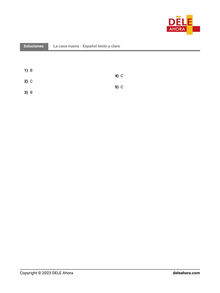 La Casa Nueva Espanol Lento y Claro - Soluciones | PDF