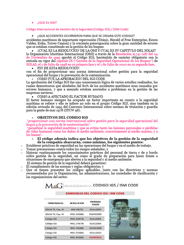 Código ISM: Gestión de Seguridad Marítima | PDF