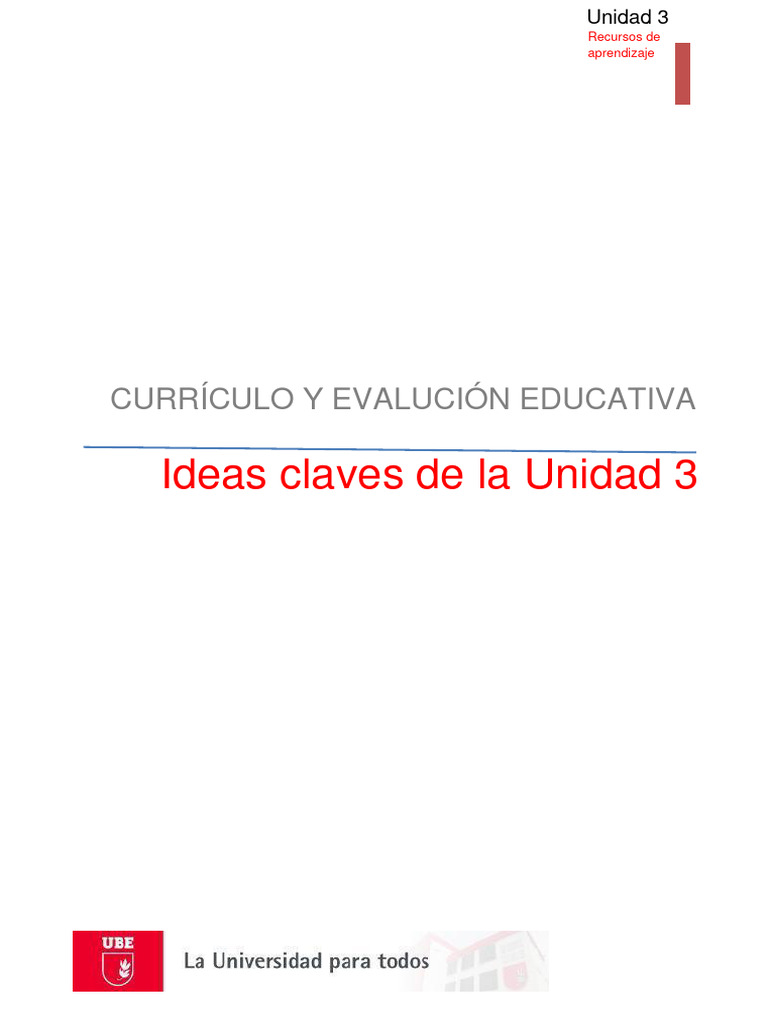 Ideas Claves - Unidad 3 | PDF | Evaluación | Aprendizaje