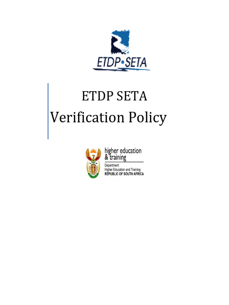 ETDP SETA VERIFICATION POLICY Final | PDF