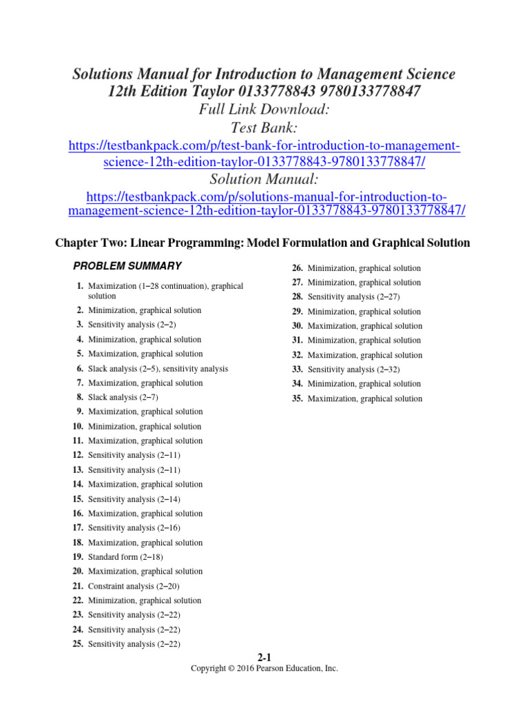 Solutions Manual For Introduction To Management Science 12th Edition ...