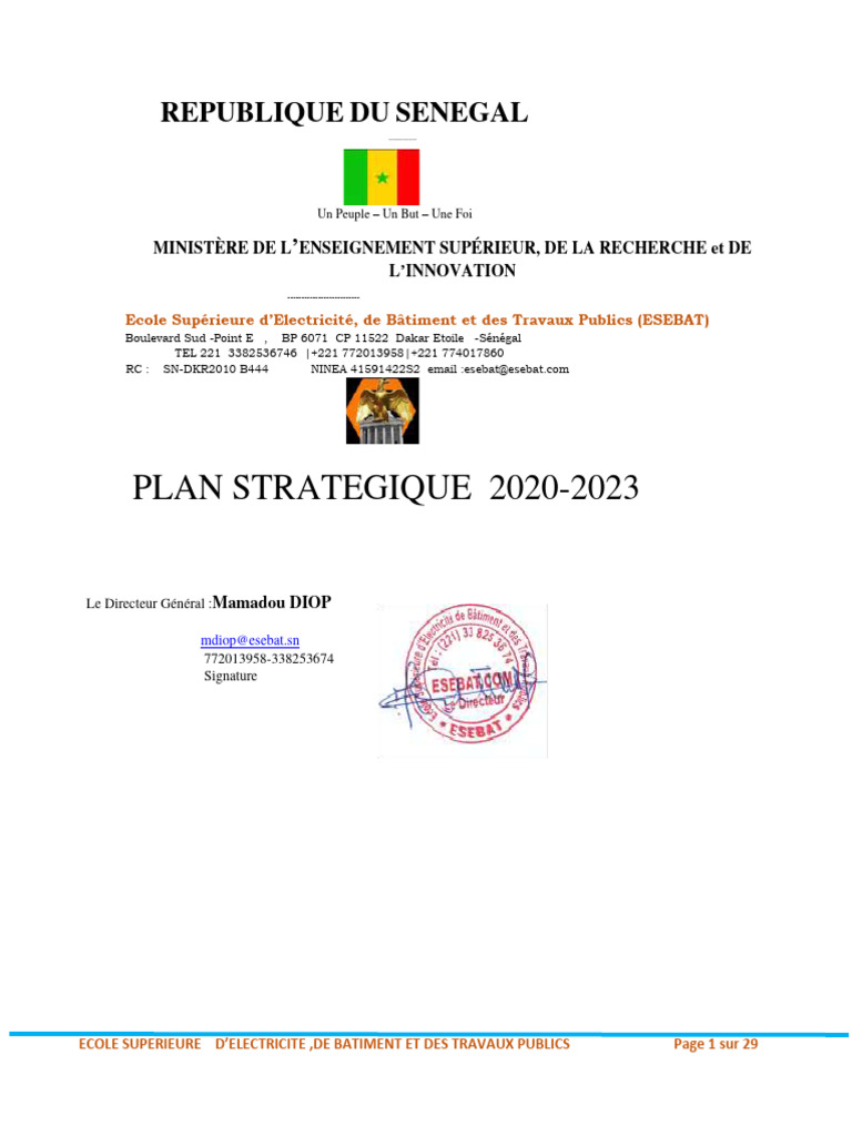 ESEBAT Plan Strategique 2020-2023 | PDF