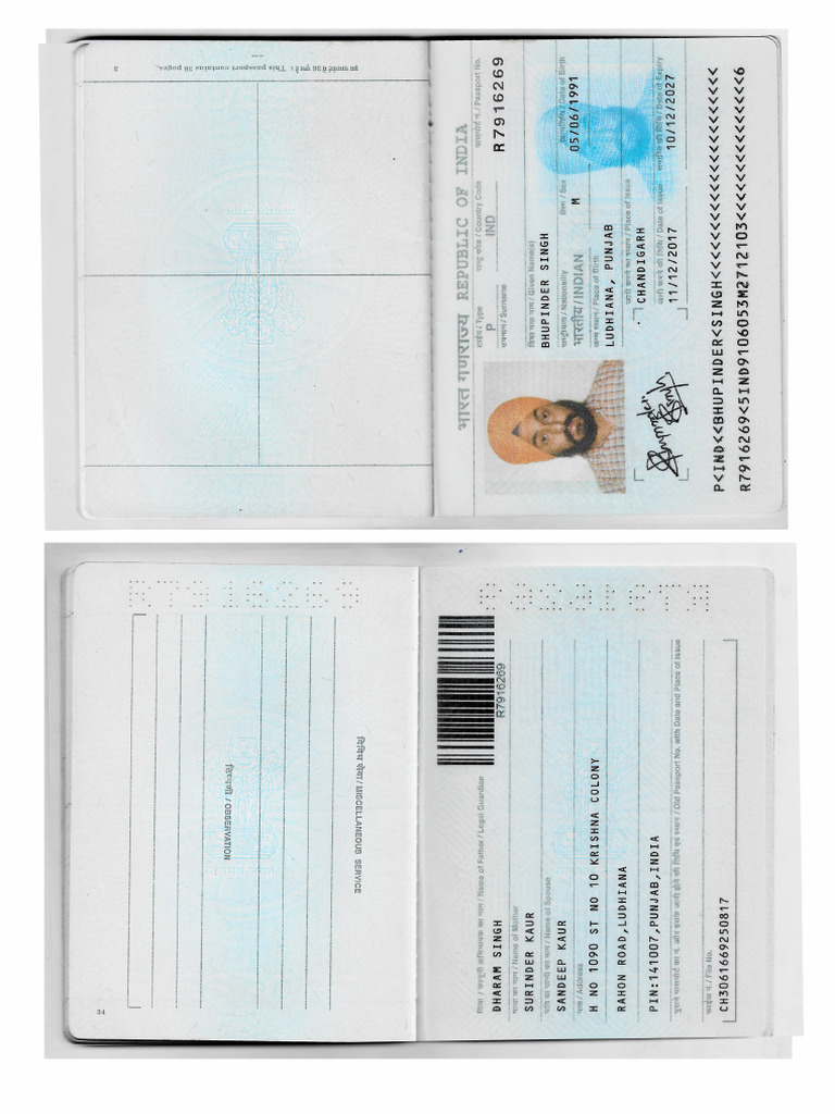 Bhupinder Singh Passport | PDF