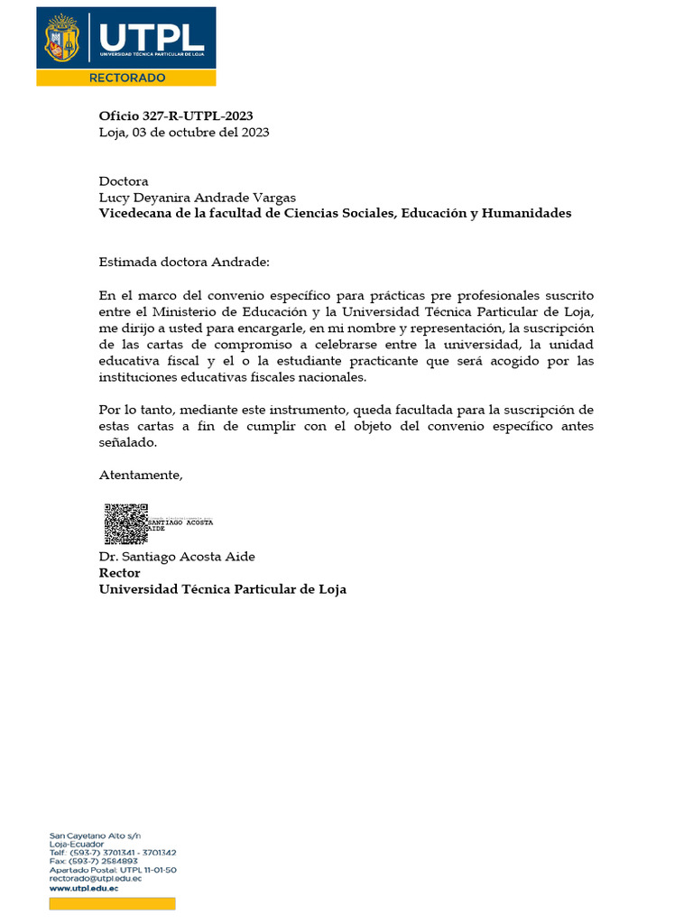 Carta - Rector - UTPL | PDF