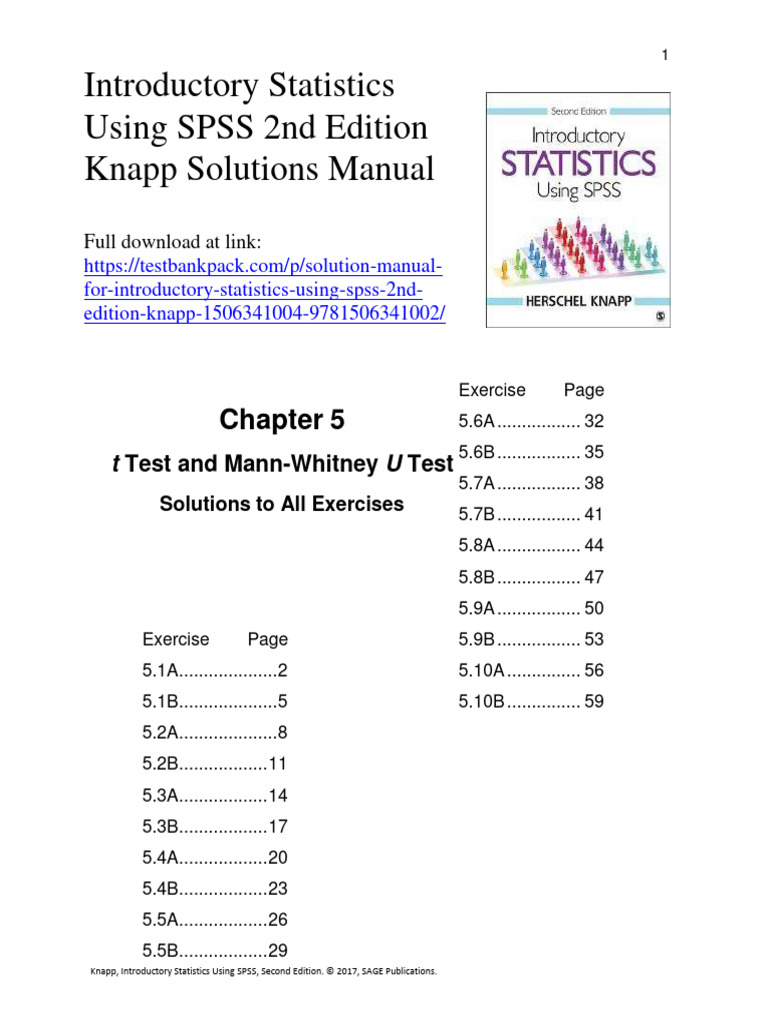 Introductory Statistics Using SPSS 2nd Edition Knapp Solutions Manual 1 ...