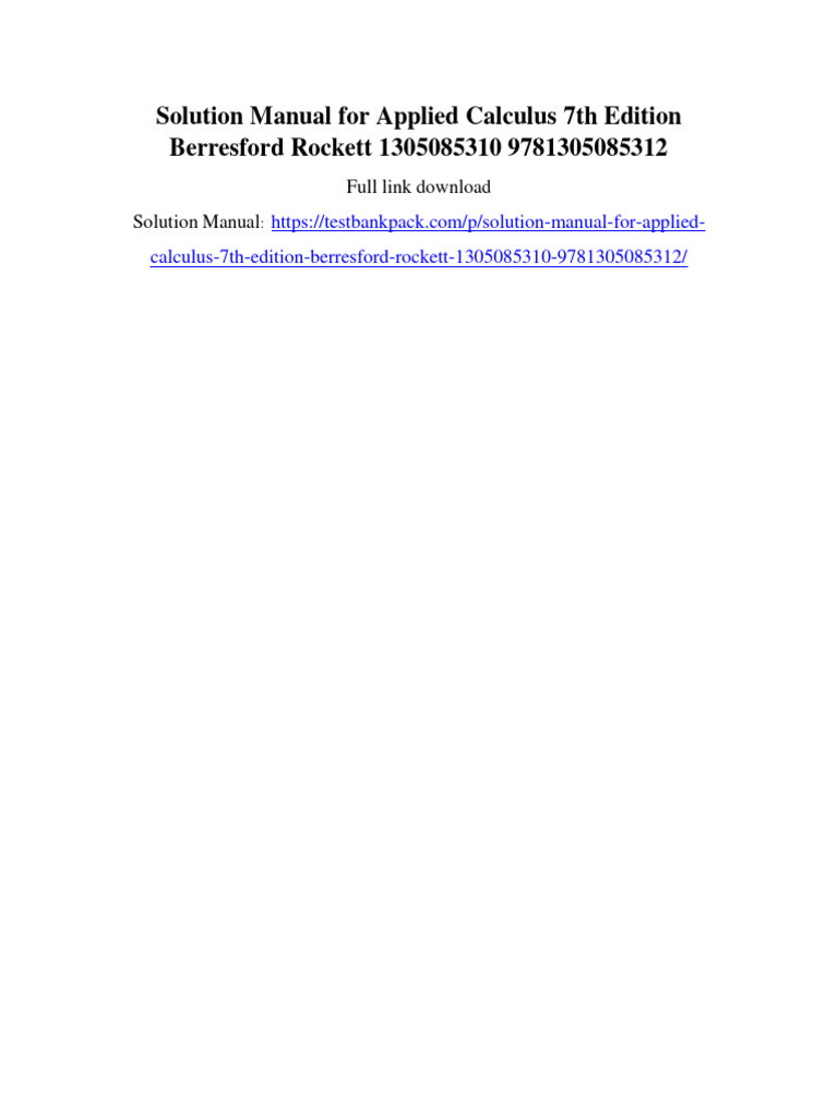 Solution Manual for Applied Calculus 7e | PDF