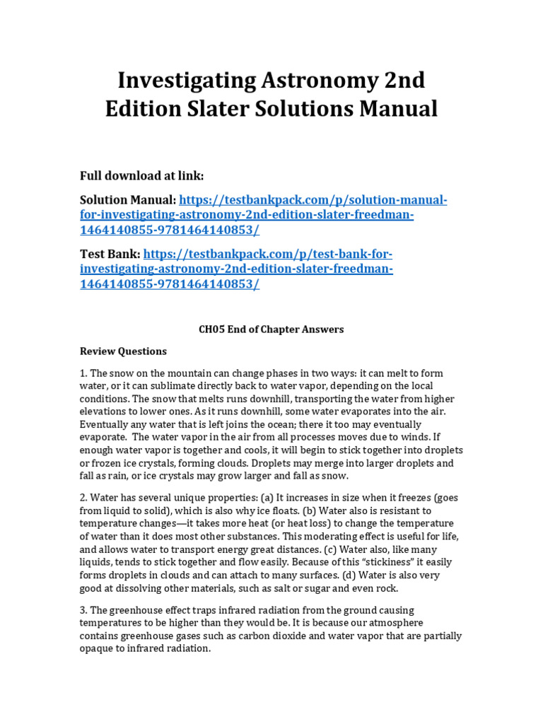 Investigating Astronomy 2nd Edition Slater Solutions Manual 1 | PDF