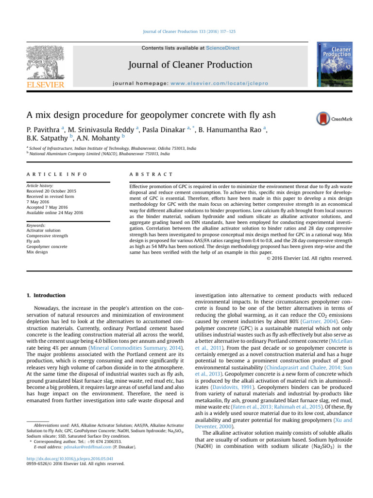 A Mix Design Procedure For Geopolymer Concrete Wit | PDF | Concrete ...