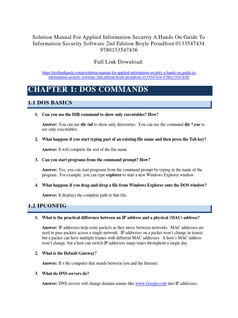 Chapter 1: Dos Commands | PDF