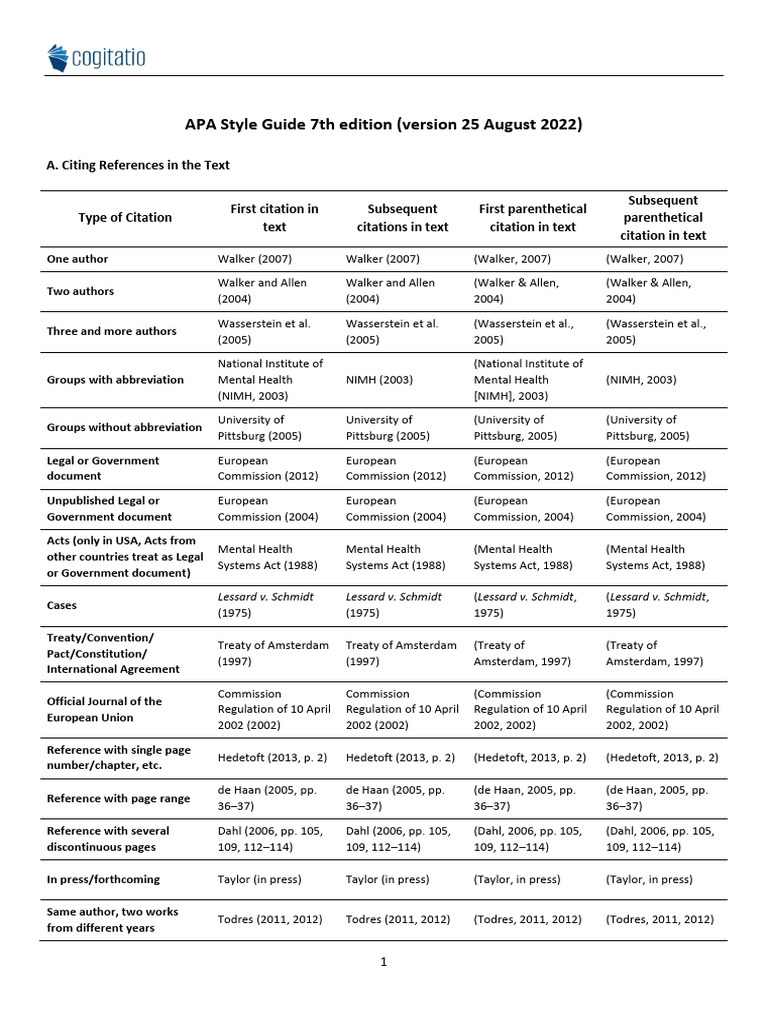 APA Style Guide 7th Edition 2022-08-25 | PDF