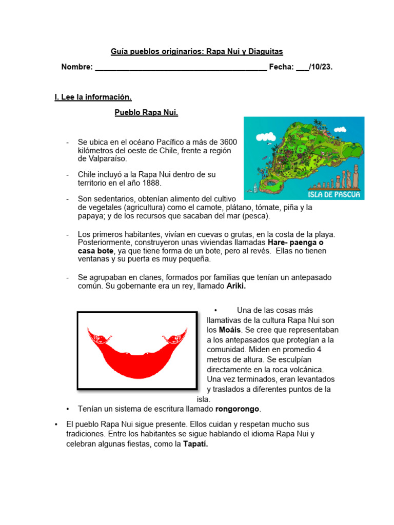 Guía Pueblos Originarios Diaguita y Rapa Nui | PDF