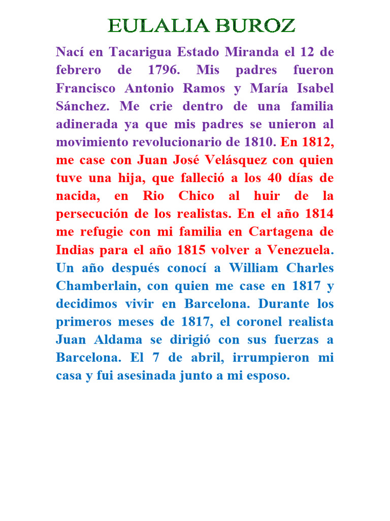 Biografía de Eulalia Buroz | PDF | Historia
