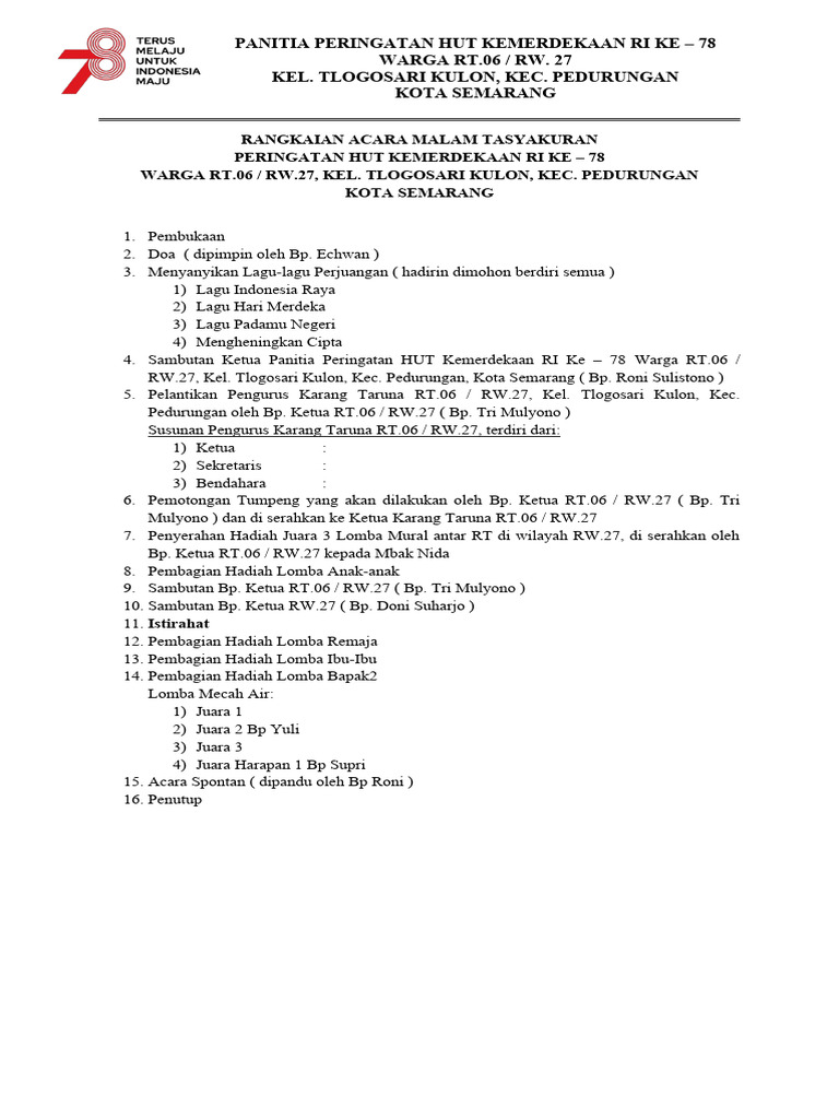 Daftar Acara 17an | PDF