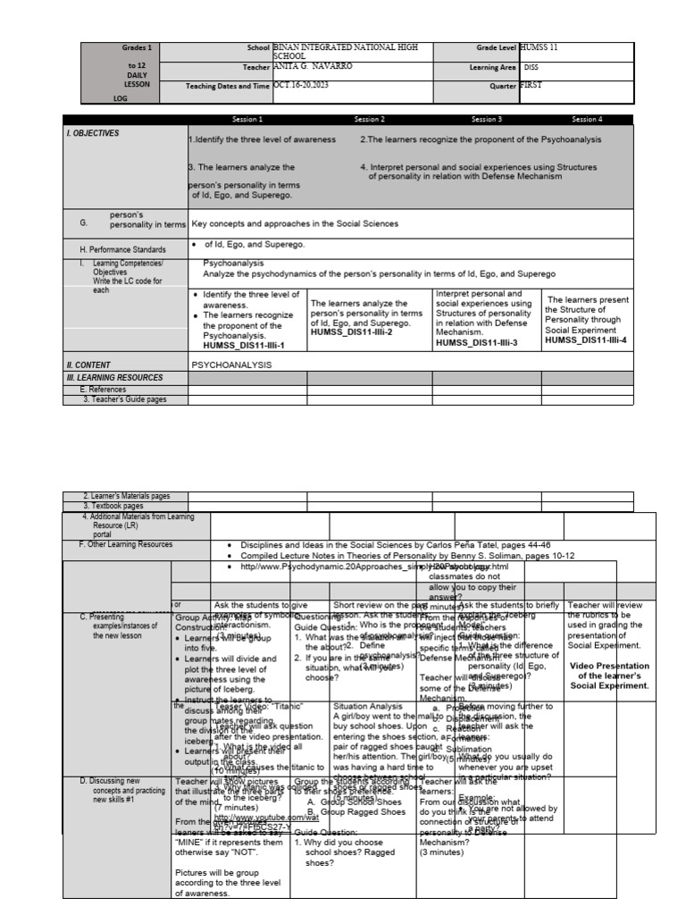 DLL Diss Psychoanalysis | PDF | Id | Psychoanalysis