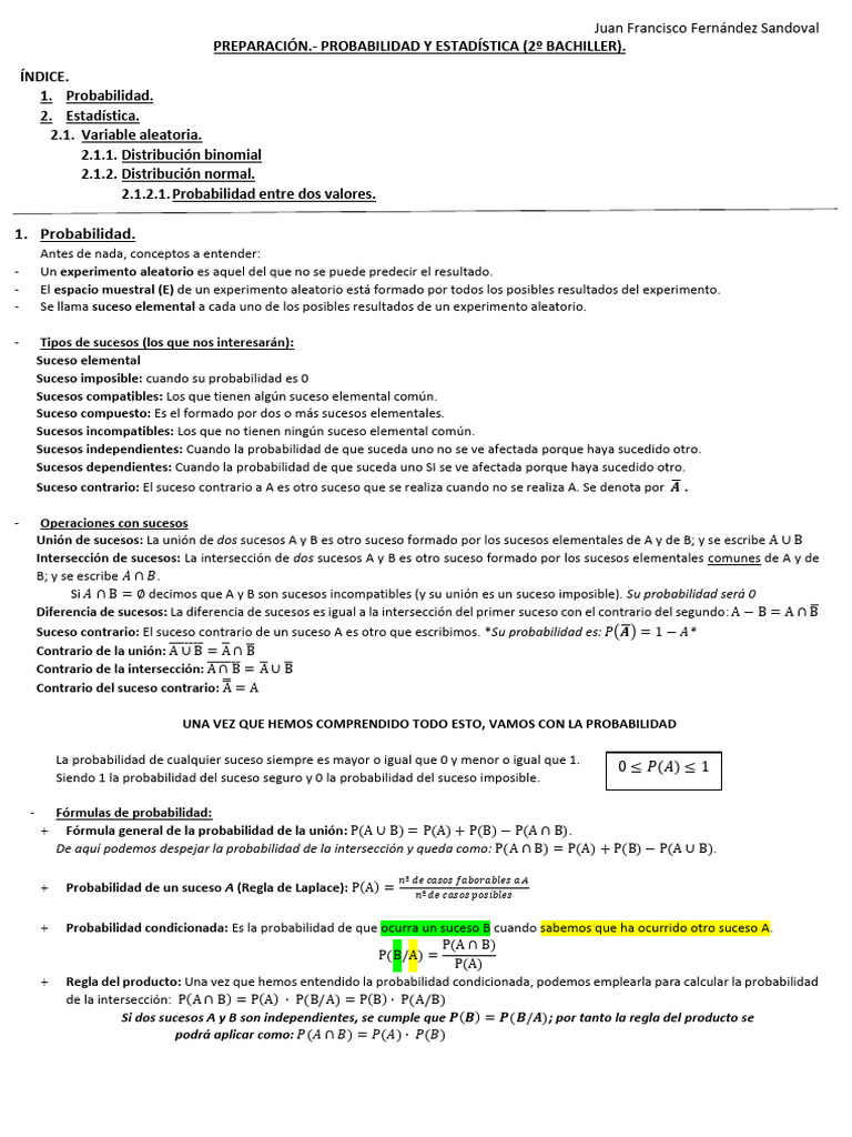 Preparaciã - N Probabilidad y Estadã - Stica | PDF | Distribución normal | Probabilidad