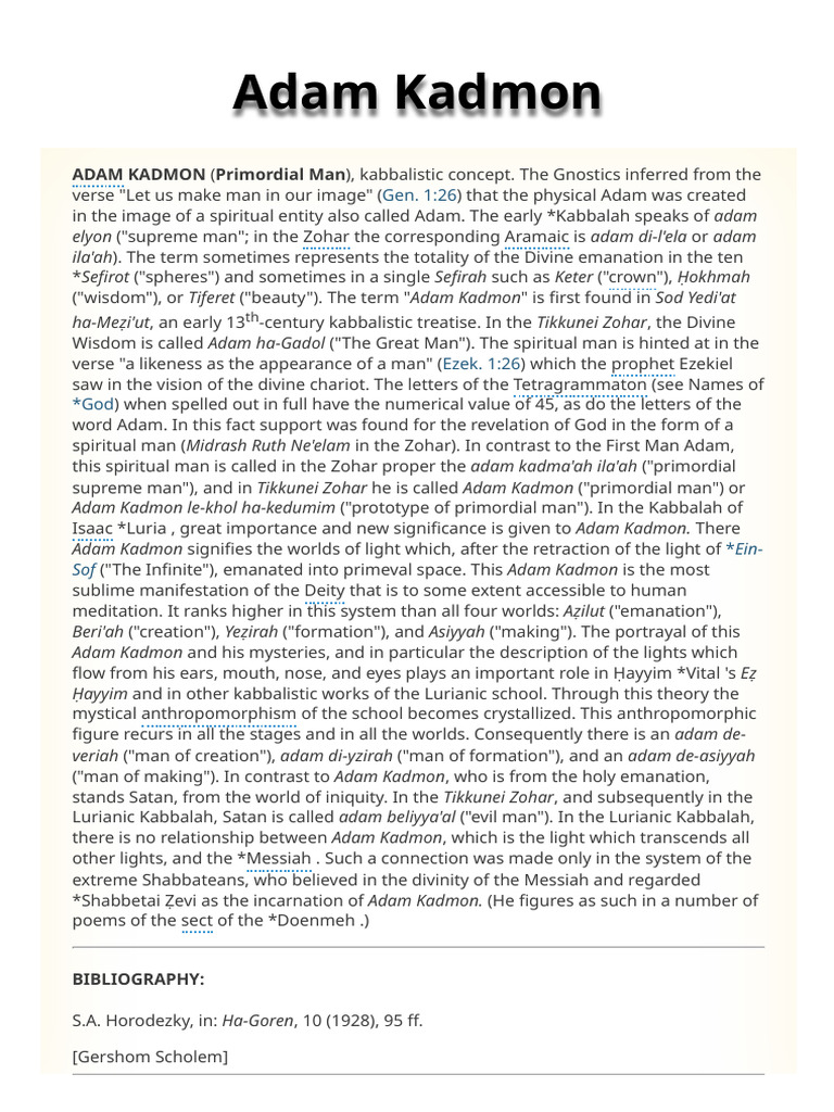 Adam Kadmon | PDF