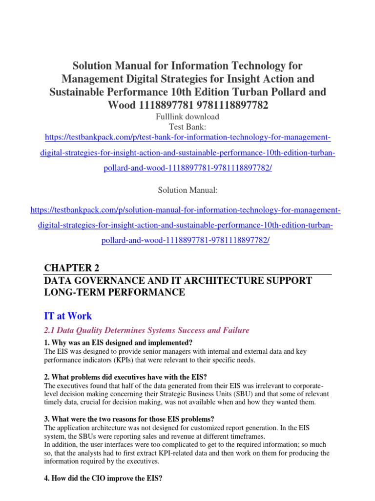 Solution Manual For Information Technology For Management Digital ...