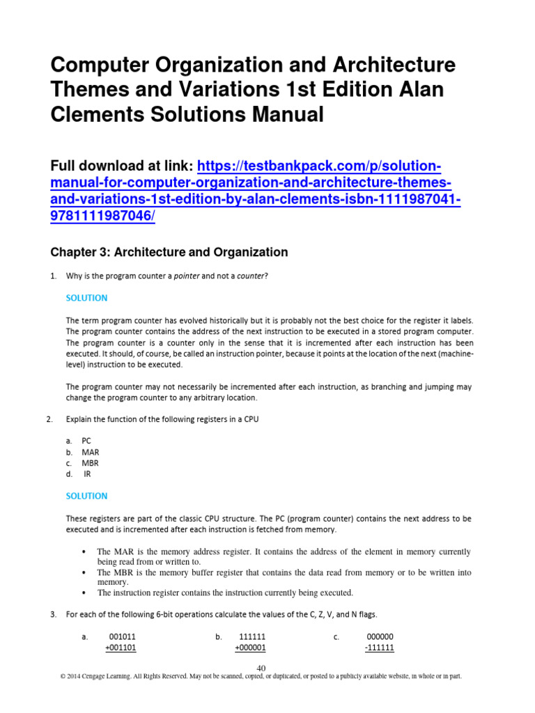 Computer Organization and Architecture Themes and Variations 1st ...