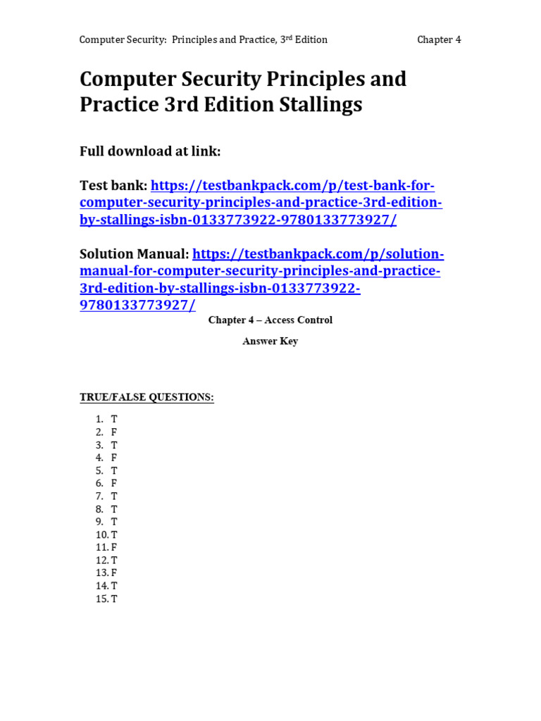 Computer Security Principles and Practice 3rd Edition Stallings Test ...