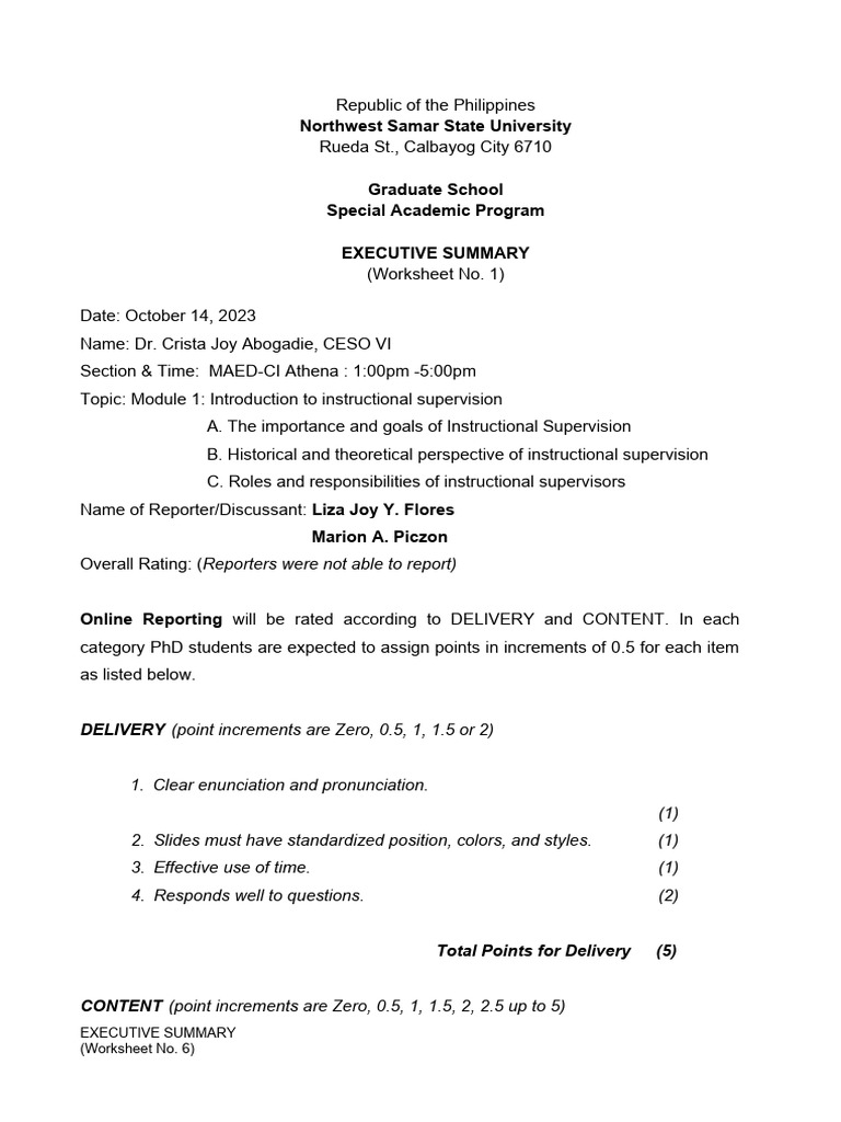 Executive Summary of Module 1 | PDF | Teachers | Learning