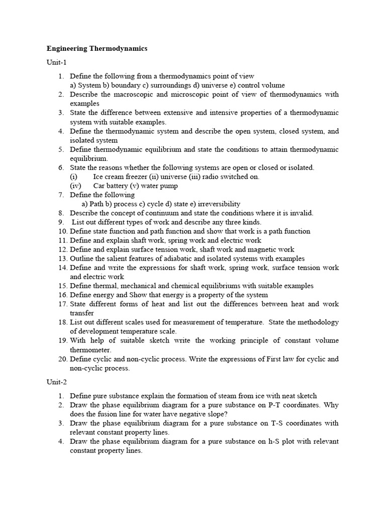 ETD Important Questions | PDF | Heat | Thermodynamics