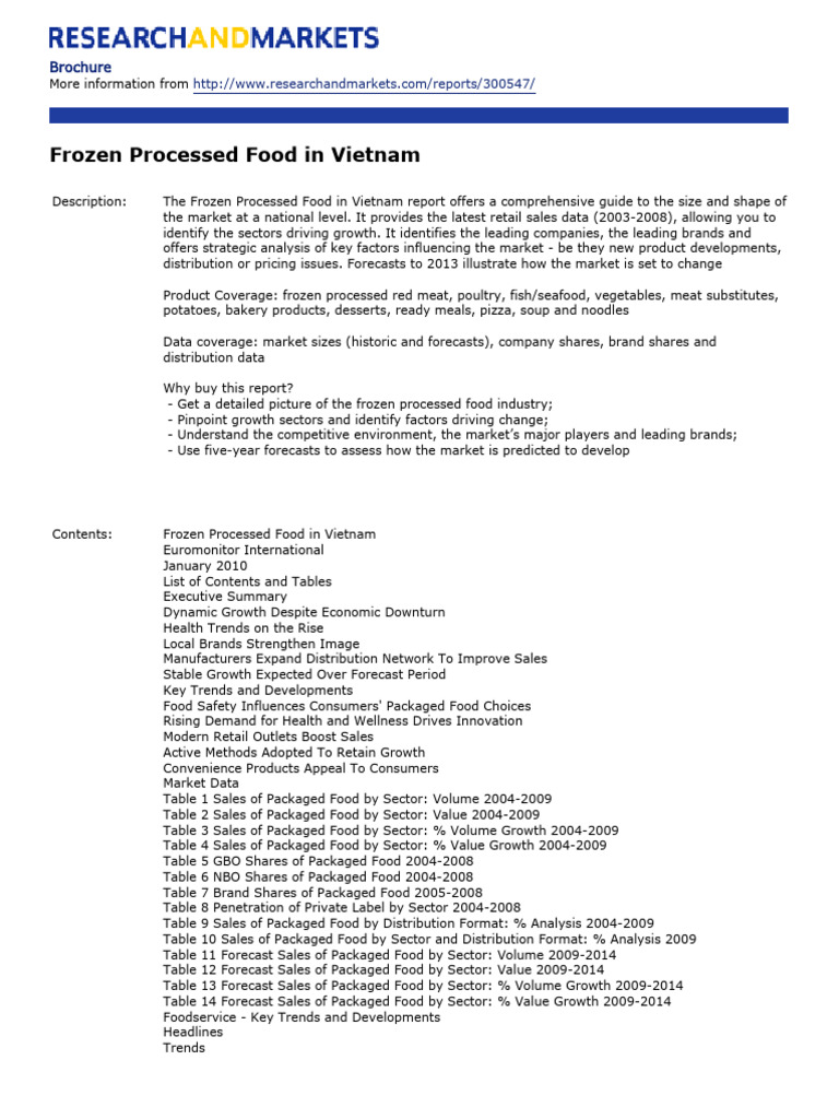Frozen Processed Food in Vietnam | PDF