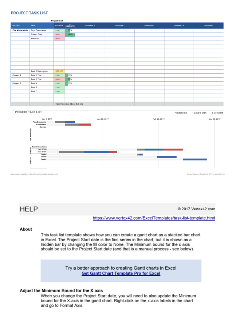 Project Task List With Gantt Chart | PDF