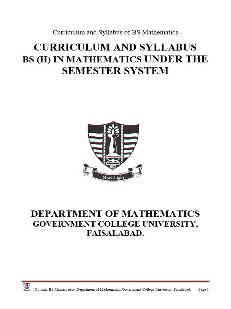 BS Mathematics Scheme of Studies | PDF