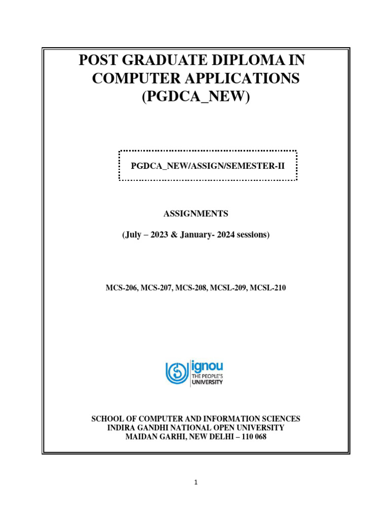 Pgdca New Second Semester July2023 January 2024 Assignments | PDF