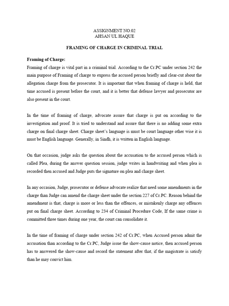 ASSIGNMENT NO 2 Framing of Charge | PDF