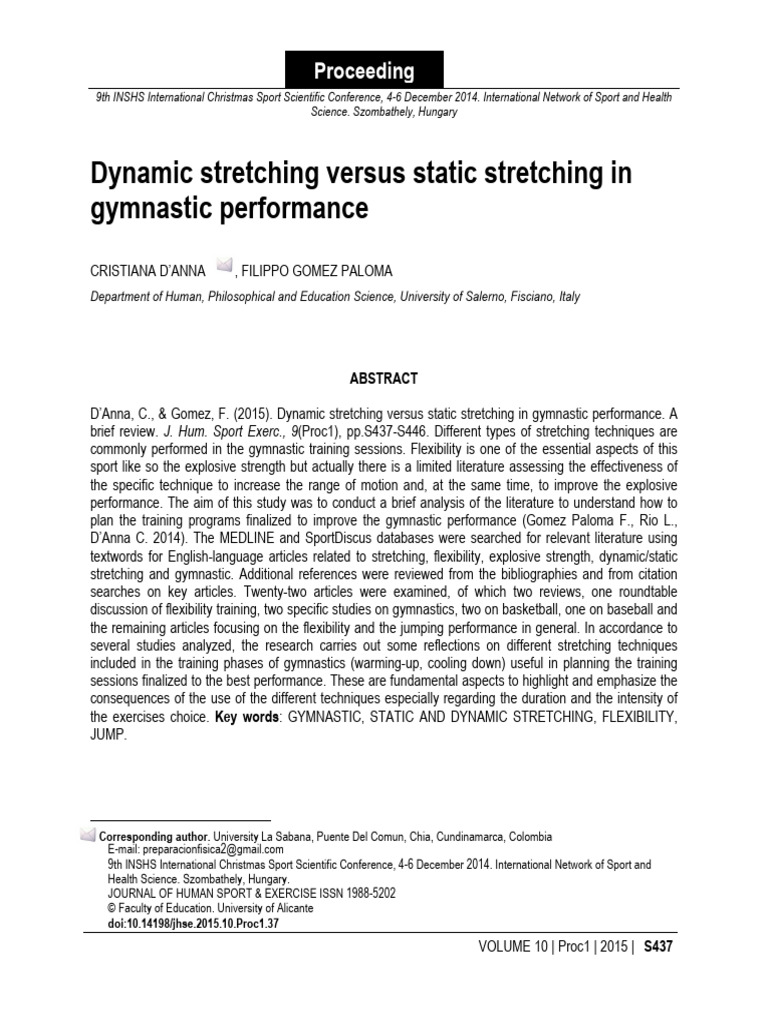 Dynamic Stretching Versus Static Stretching in Gymastics Performance | PDF
