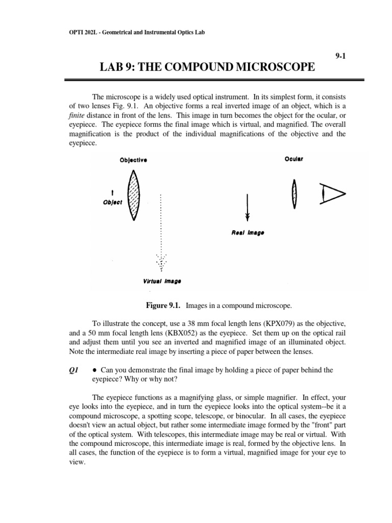 OPTI202L Lab9 Microscopes SP16 | PDF