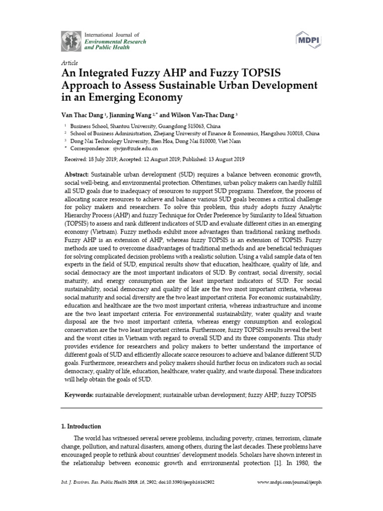 An Integrated Fuzzy AHP and Fuzzy TOPSIS Approach | PDF | Cost Of Living | Sustainability