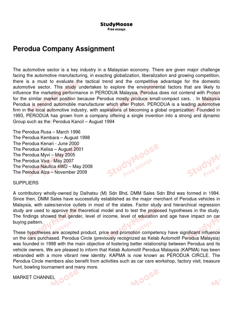 Perodua Company Assignment | PDF | Marketing | Customer