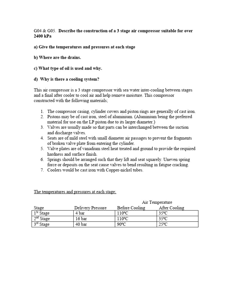G04 & G05 Constuction of 3 Stage Compressor | PDF