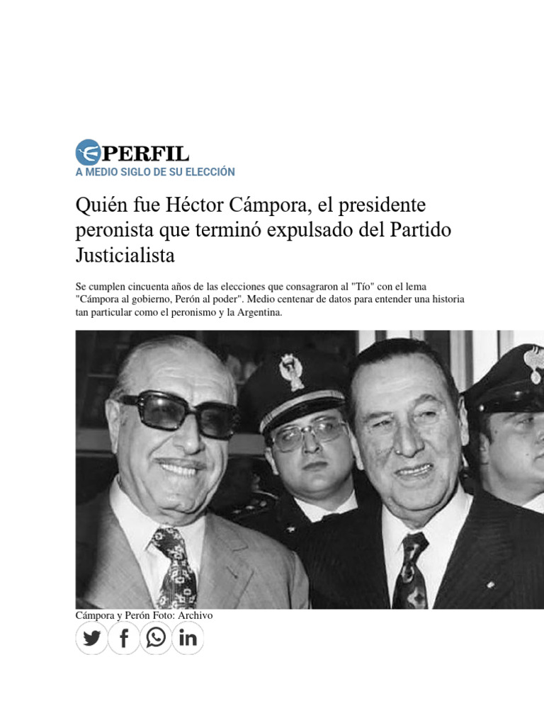 Presidencia de Campora | PDF | Argentina | América del Sur