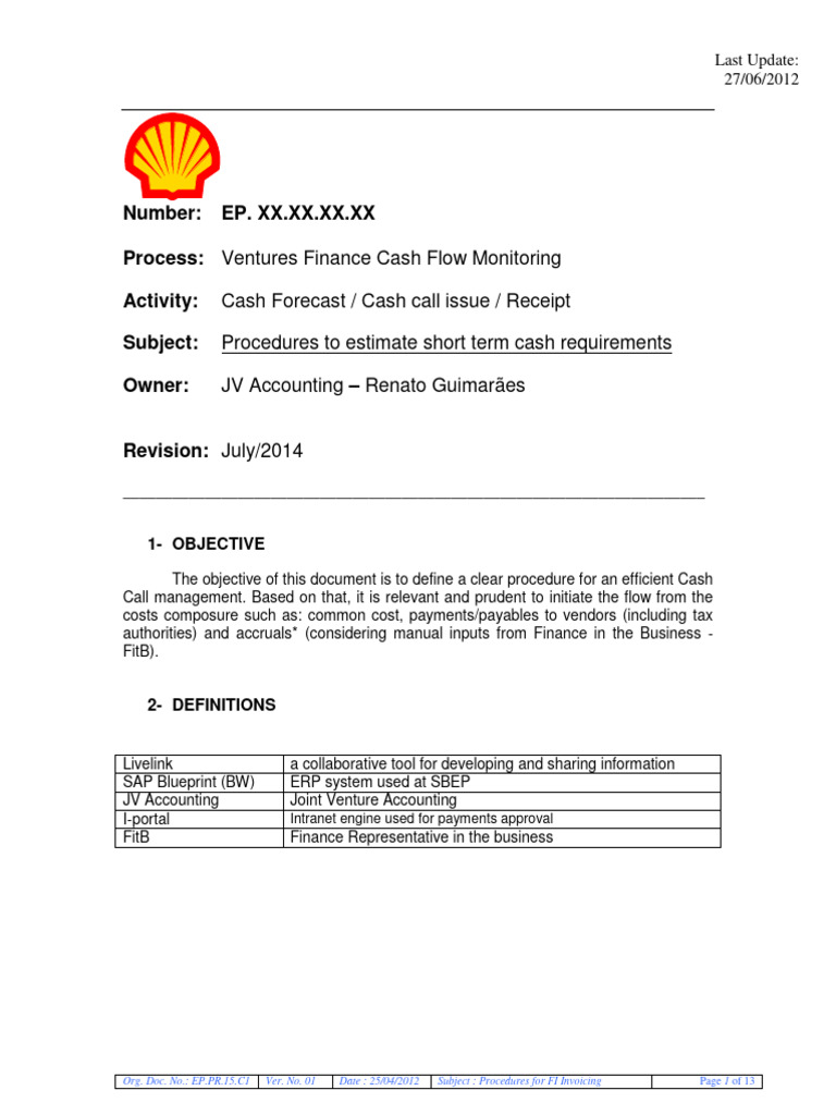 Cash Call Management Procedures Guide | PDF