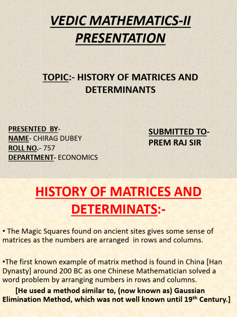 History of Matrices and Determinats | PDF