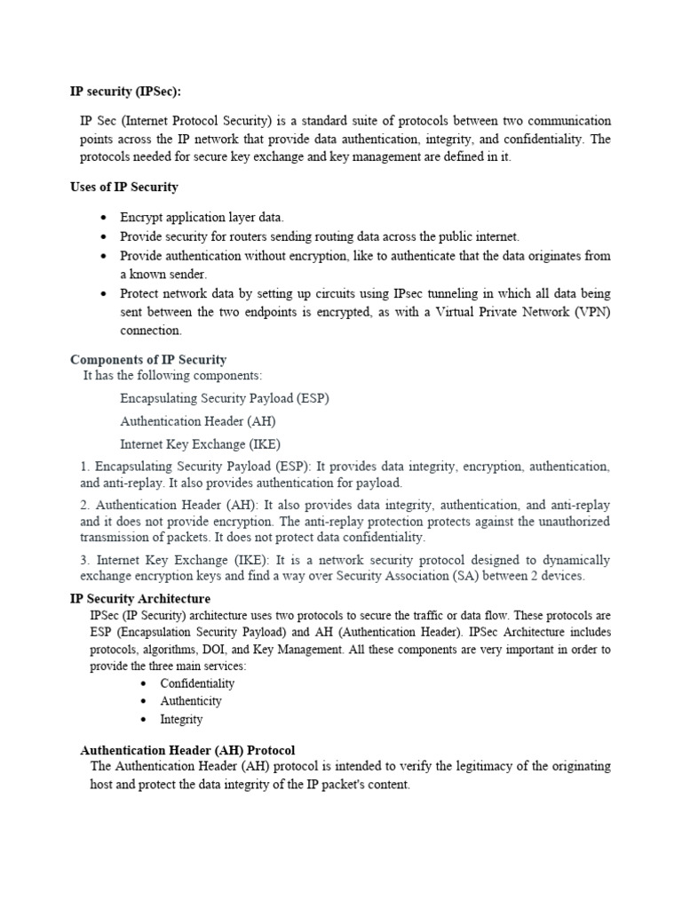 Ipsec Unit V | PDF | Internet Protocols | Network Protocols