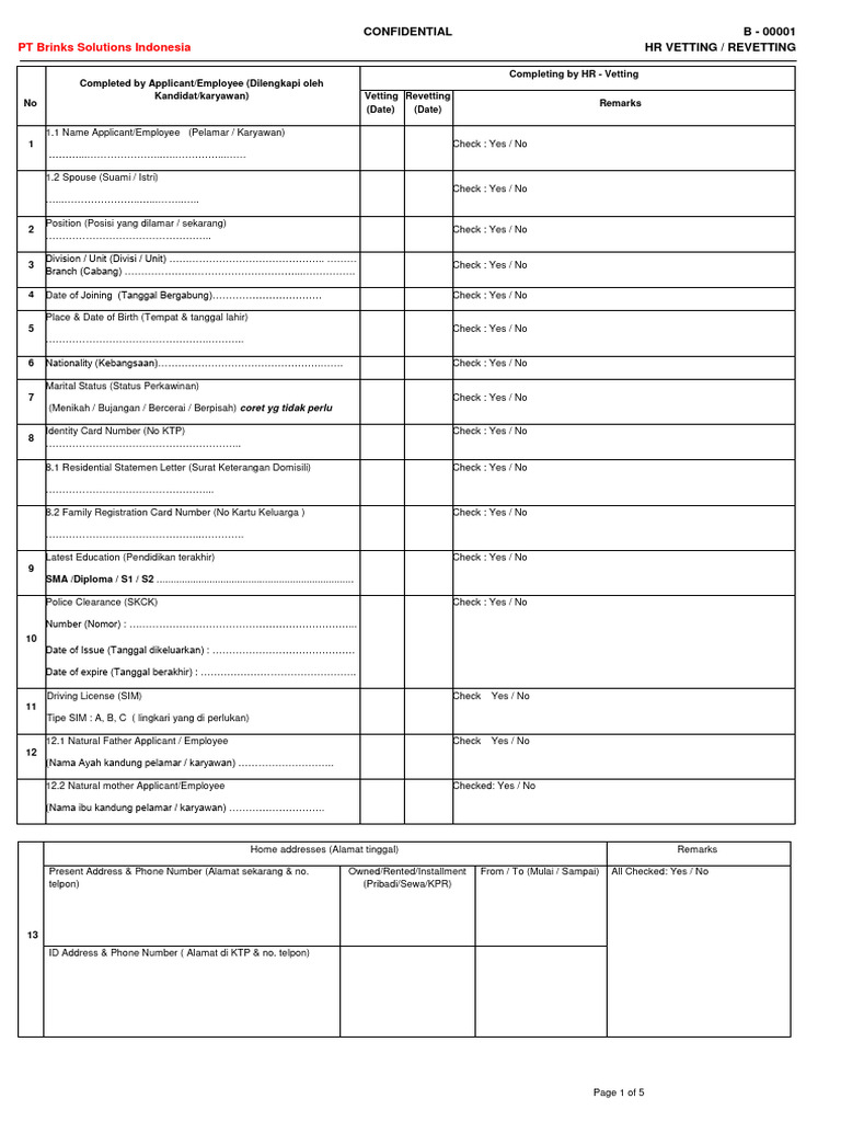 3 - Form Vetting & Re-Vetting Brinks Solutions | PDF