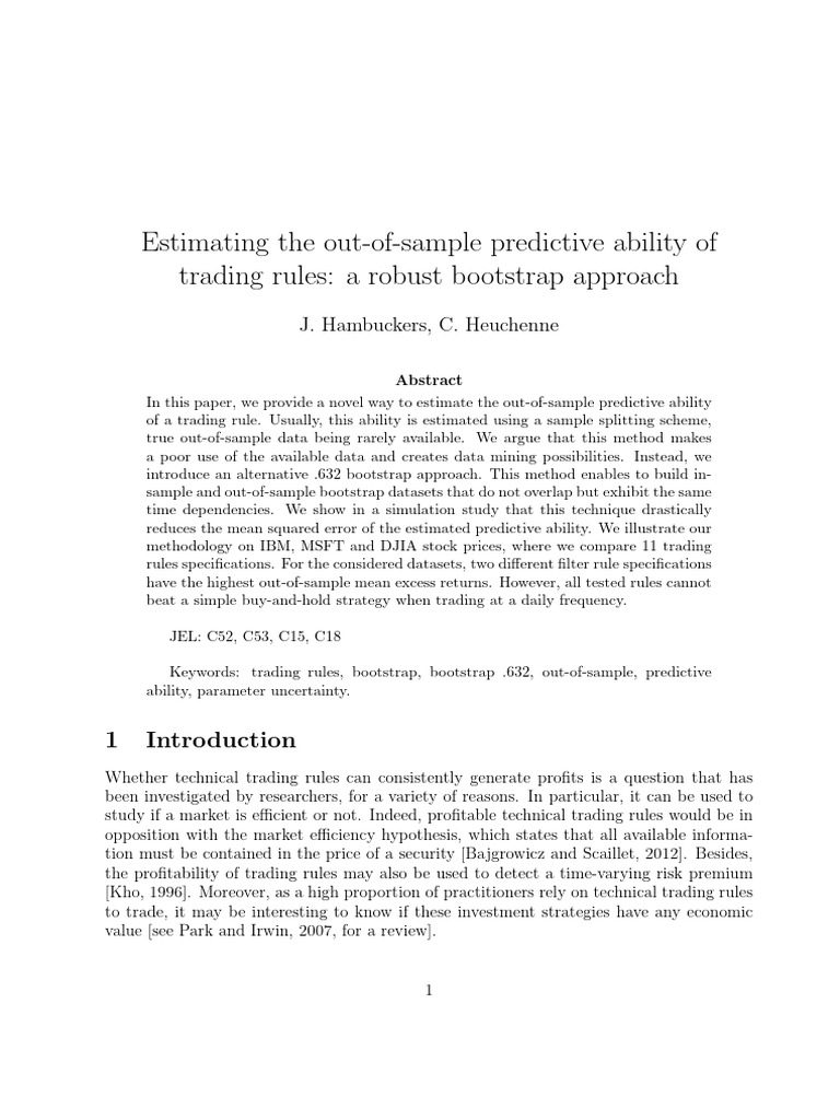 Estimating The Out-Of-sample Predictive Ability of Trading Rules - A ...
