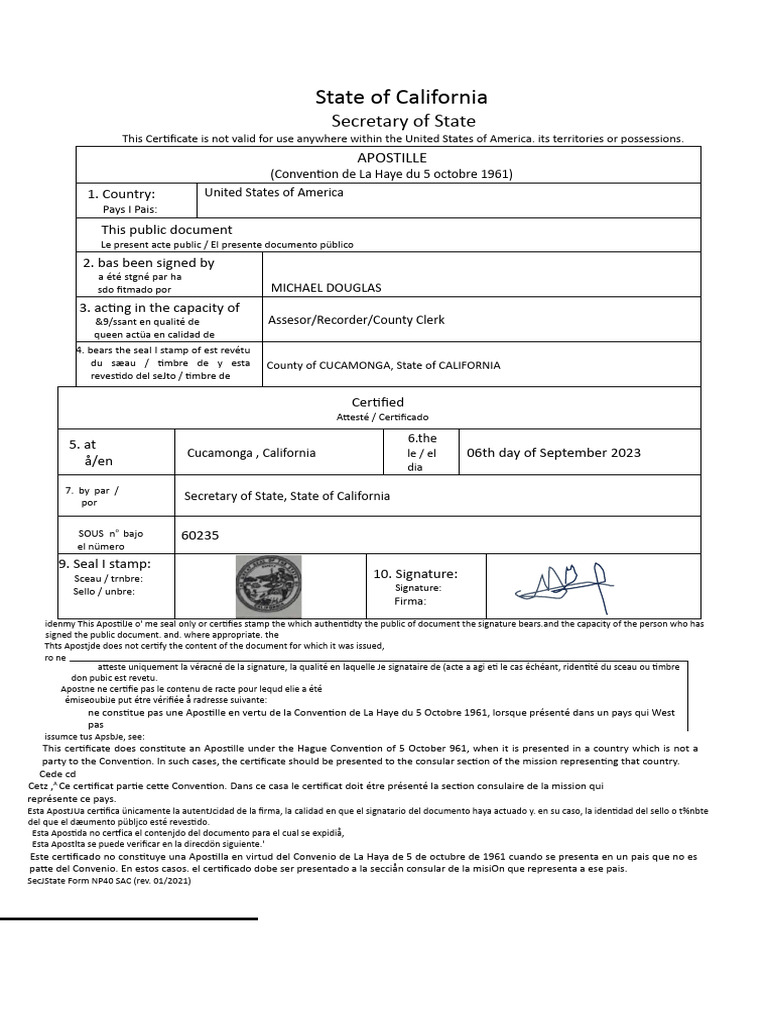 Apostilla de California | PDF