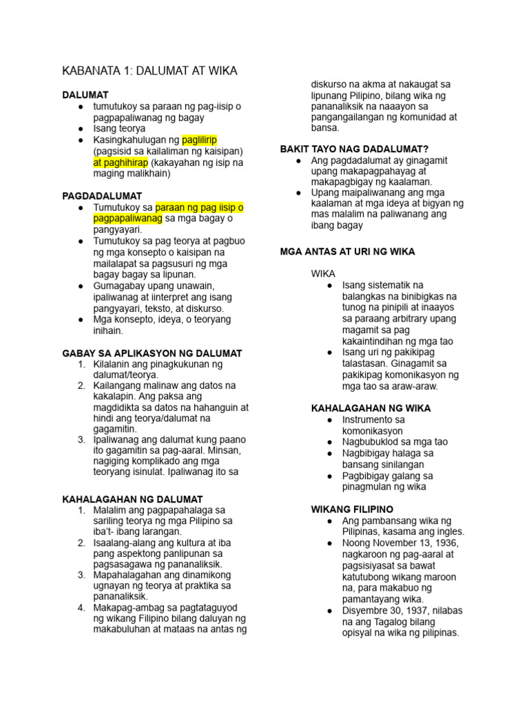 DALUMAT REVIEWER - Lesson 1 5 | PDF