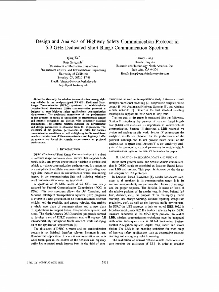 Design and Analysis of Highway Safety Communication Protocol in ...