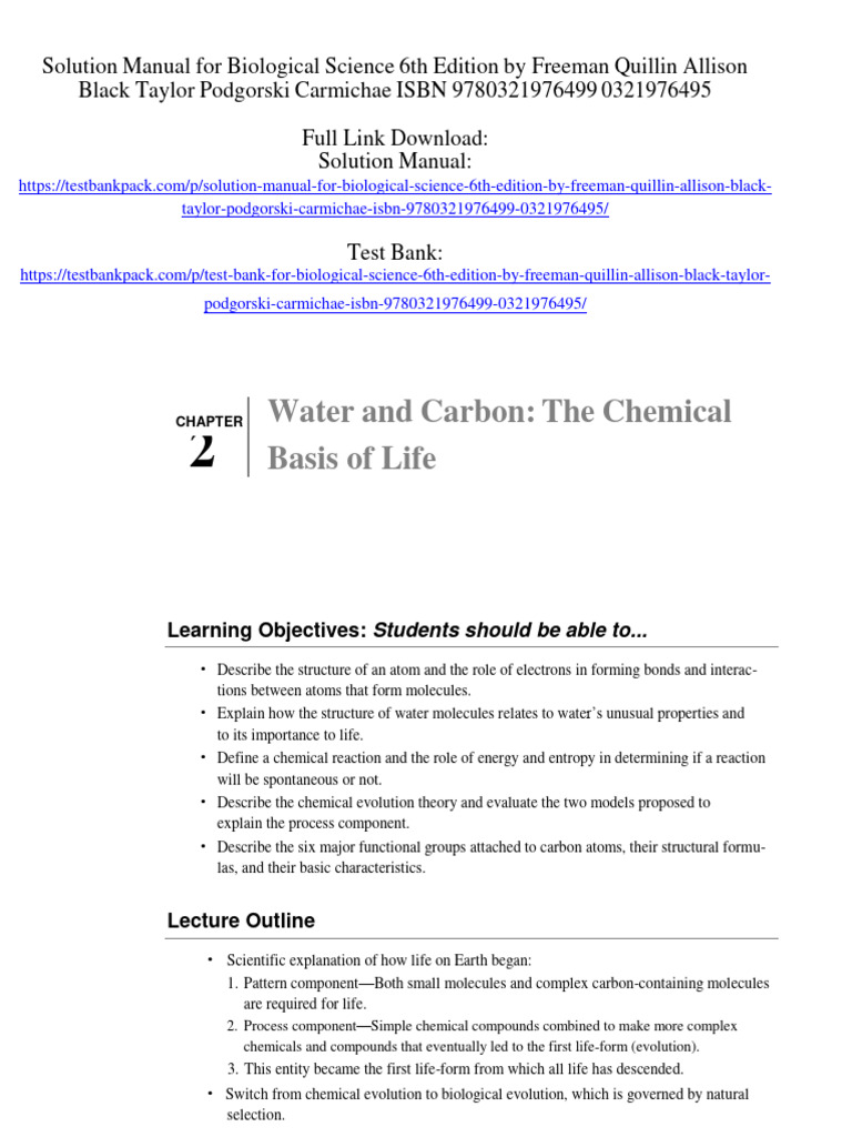 Solution Manual For Biological Science 6th Edition by Freeman Quillin ...