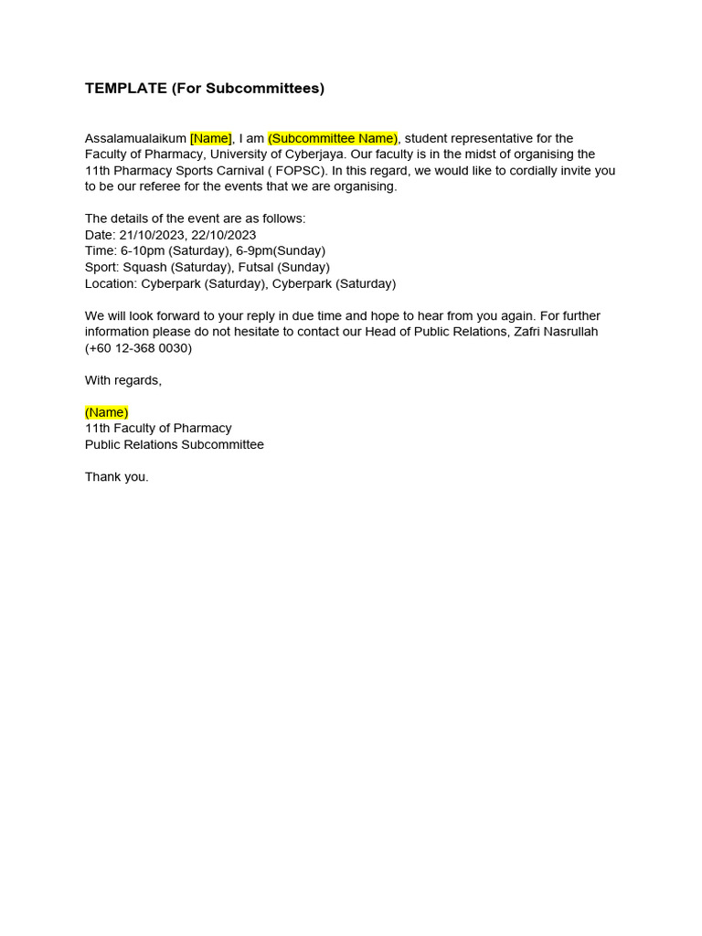 Template Referee Invitation (Amended) | PDF