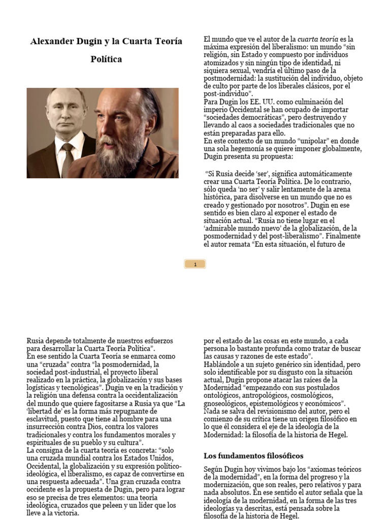 Alexander Dugin | PDF | Rusia | Política mundial